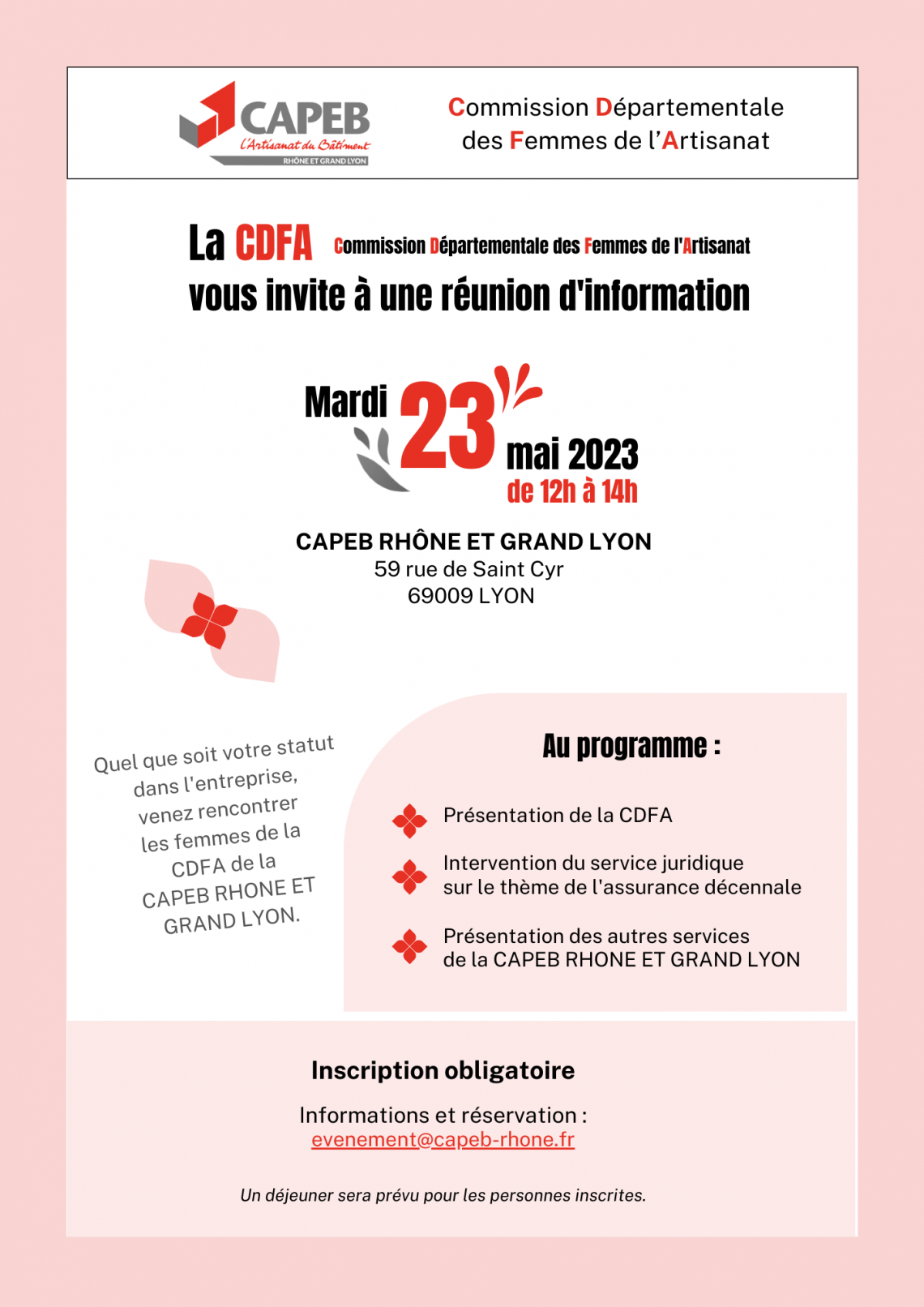 La CDFA vous invite à une réunion d'information ・ CAPEB